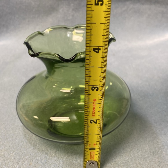 Accents | Green Indiana Green Glass Short Flower Vase With Scalloped ...